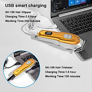 SURKER Mens Hair Clipper Professional Hair Trimmer Barber Clipper Set Beard Trimmer Cordless Hair Cutting Grooming Kit LED Display USB Rechargeable