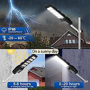 Juyace 500W Solar Street Light 825 LEDs Solar Powered Dusk to Dawn Outdoor Lights with Motion Sensor IP65 Waterproof 6500K with Remote Control for Parking Lot or Yard Garage Garden