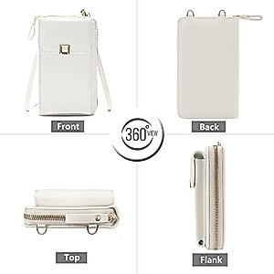 Crossbody Bags for Women White Cell Phone Purse Wallet with Adjusted Strap Ladies Small Women's Handbags PU Leather Shoulder Bag with Alternative Fashion Chain Strap
