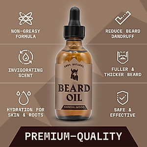 Striking Viking Scented Beard Oil Conditioner for Men - Natural Organic Formula with Tea Tree, Argan and Jojoba Oils - Softens, Smooths, and Strengthens Beard Growth (2 Fl Oz (Pack of 1), Sandalwood)