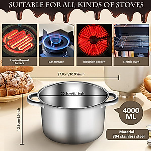Artcome 304 Stainless Steel Double Boiler Set - 2.6QT Melting Bowl with Scale and Handle - 4.2QT Dual-Handle Pot - Stackable Water Bath Melting Pot Set for Butter, Chocolate, Wax, Sugar, Candle