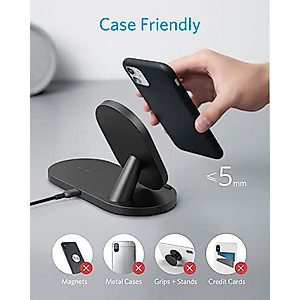 Anker Wireless Charging Station, PowerWave Sense 2-in-1 Station with 5 ft USB-C Cable, for iPhone 14/14 Pro/14 Pro Max/13/13 Pro Max, Samsung, AirPods and More (Adapter Not Included)