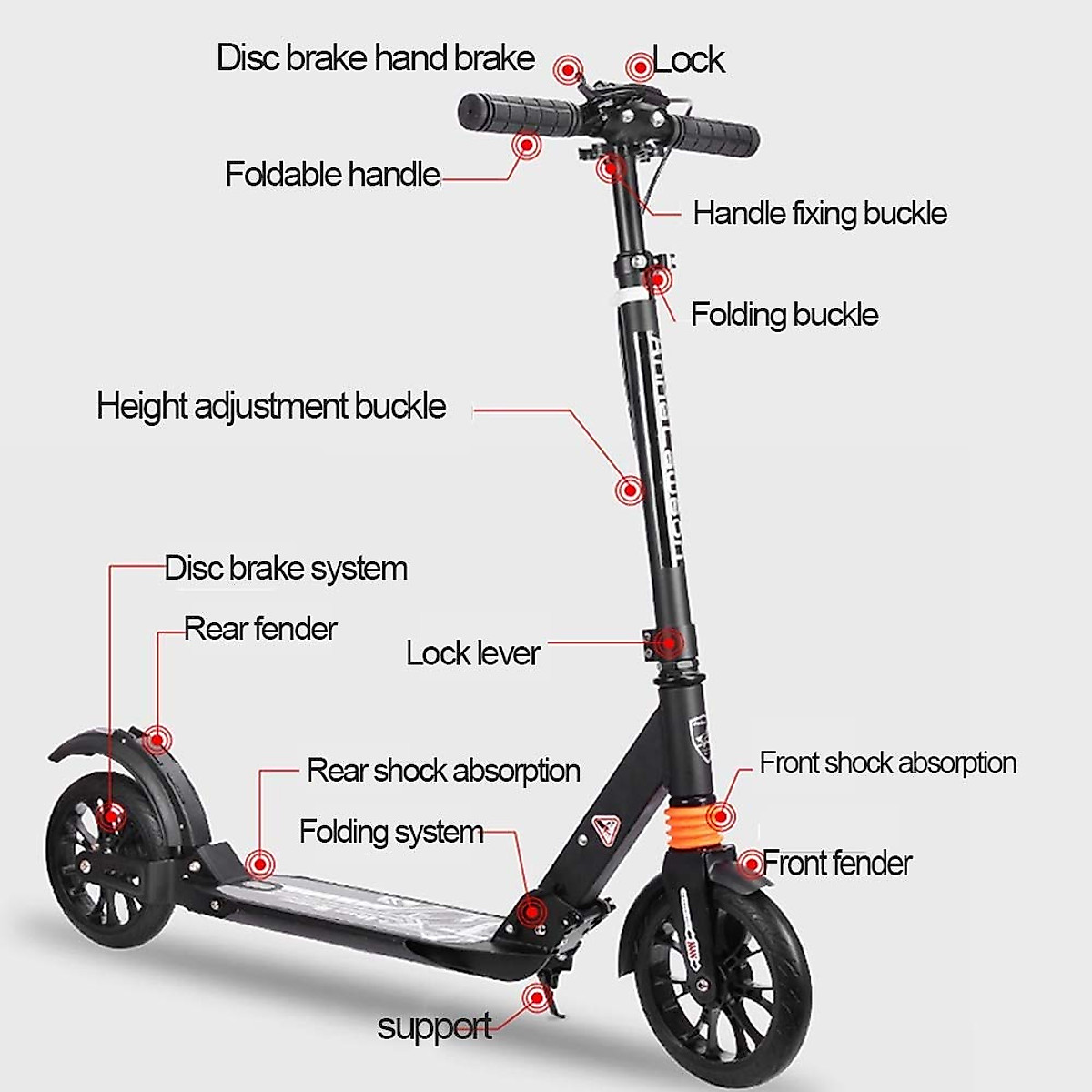 SZNWJ ygqtbc Kick Scooter for Adults, Teens | Foldable, Lightweight w/Wheel Bearings | Height-Adjustable, Max Load (Color : White)