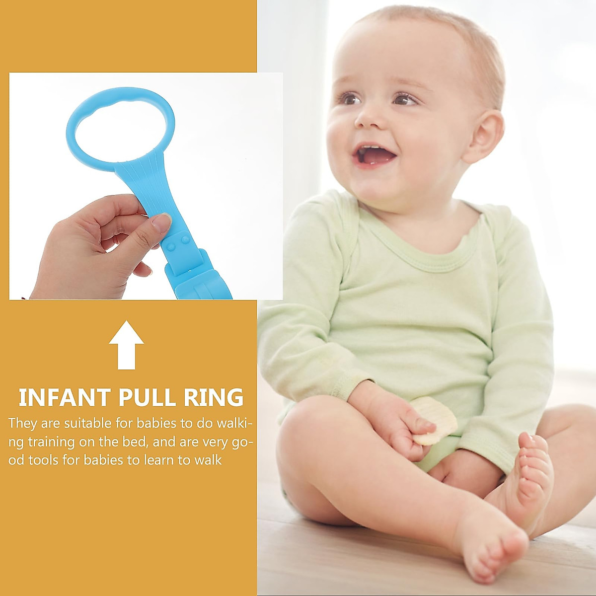 4pcs Baby Toddler Crib Pull Ring Baby Bed Stand Up Rings Kids Best Walking Training Tool,Random Color