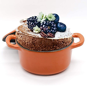 RJ Legend 8.5 oz. Mini Cocotte with Lid, Set of 3 Small Dutch Oven for Baking, Enameled Cast Iron Ramekin, 0.25 Quart, Orange/White/Yellow, 3 Piece