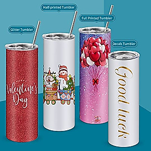 MAFYE Sublimation Tumblers, 6pack 20 oz Skinny Straight Tumbler with Straw Lids, Sublimation Shrink Wrap & Tumbler Cards Sublimation Blanks Product Stainless Steel Tumbler for Mug Press, Present Box