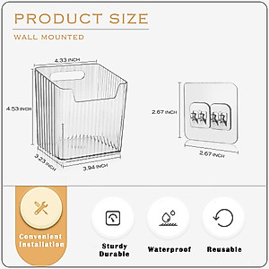 MZYIWUU 4 Pack Acrylic Wall Mount Organizer, Adhesive Cabinet Door Storage Bins, Clear Makeup Containers, Stackable Organizer Basket for Kitchen, Bathroom, Cabinet, Pantry, Office