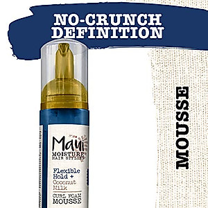 Maui Moisture Flexible Hold + Coconut Milk Curl Foam Mousse, for Curly Hair Styling, No Drying Alcohols, Parabens or Silicone, 8.5oz