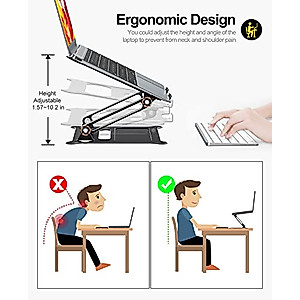Urmust Laptop Notebook Stand Holder Adjustable Laptop Stand Portable Laptop Riser Compatible with MacBook Air Pro HP Dell XPS Lenovo All Laptops 10-15.6"(Black)
