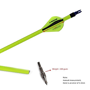 500 Spine Arrow 22.5 Inch Arrow Target Practice Arrow Hunting Arrow Carbon Arrows Compound Bow Recurve Bow Adult Youth Archery Indoor Outdoor Shooting Field Tip 12pc Yellow