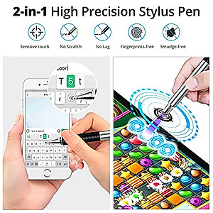 Capacitive Stylus Pen (4 Pack), Universal Stylist Pens [2 in 1 Precision Series] Fine Point Disc Stylus Touch Screen Pens for iPhone/iPad/Android/Tablet and All Capacitive Touch Screens