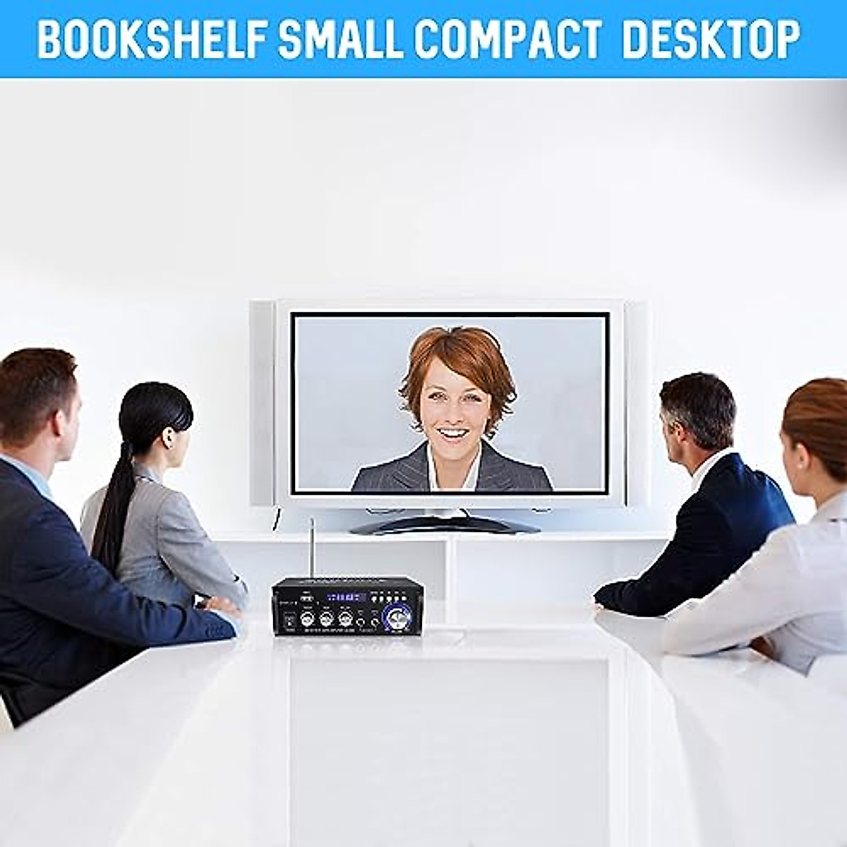 Sunbuck Max 250W×2, Bluetooth Stereo Amplifier, 2 Channel Outdoor Speaker Amplifier, Stereo Receiver for Home Audio w/USB 2.0, MIC in, Remote Control, Hi-Fi Small Amplifier for Speakers, AS-29BU