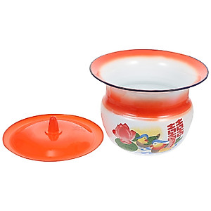 FOMIYES Retro Urinal Container Enamel Spittoon Jars Potty Iron Elderly Chinese Style Children Home Bedpan