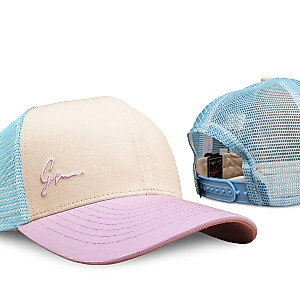 Grace Folly Beach Trucker Hats for Women- Snapback Baseball Cap for Summer (Classic Blue & Lavender)