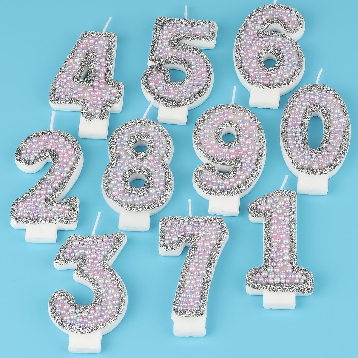 iNINGER Birthday Candle Macaron Glitter 3D Number Candle,Pink Purple Pearls Number 6 Candle with Purple Shell Sequins for Girl Boy Cake Topper Wedding Anniversary Pastel Sweet Theme Party Decoration