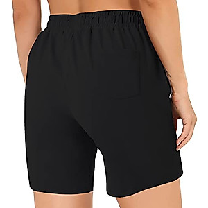 YOYOYOGA Women Bermuda Shorts 8 Way High Stretch Yoga Shorts Athletic Workout Running Shorts Lounge Casual with Deep Pockets Black L