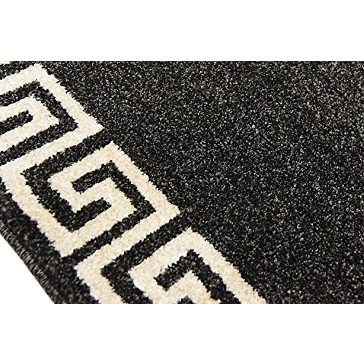 Unique Loom Athens Collection Classic Geometric Modern Border Design Area Rug, 2 ft x 6 ft, Charcoal/Beige