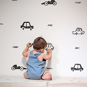 The Boho Design Cars Wall Decals Peel and Stick for Kids, Baby Bedroom Nursery and Living Room. 34 Adhesive Vinyl Wall Stickers Decor. 19 Cars. Original Artist Design (Black)