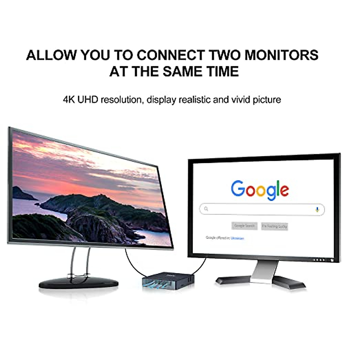 UXX Mini PC Support 512GB/2TB M.2 SSD Expansion, Intel Celeron N3350 6GB RAM/64GB eMMC Micro PC, Business Mini Computer 4K HDMI+VGA Dual Display, BT, 2.4/5G WiFi, USB 3.0, LAN-Blue