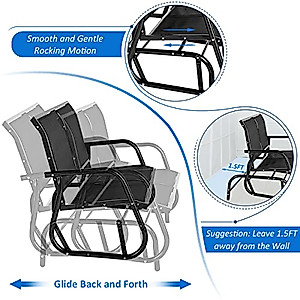 Esright 2 Seats Outdoor Glider Bench, Patio Glider Loveseat Chair with Powder Coated Steel Frame, Porch Rocking Glider for 2 Person