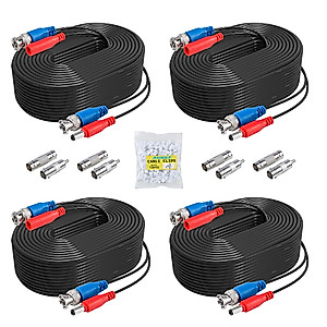 ANNKE 4 Pack 30M/100ft All-in-One Video Power Cables, BNC Extension Surveillance Camera Cables for CCTV Security DVR System Installation, Free 8 x BNC Connectors and 100pcs Cable Clips Included