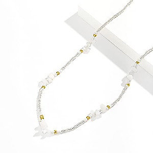 African Opal Beads Waist Chain Elastic Seed Beads Belly Body Chain Summer Beach Waist Jewelry Beads Bracelet Beads Anklet Body Accessories for Women (Color 3)