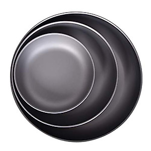 iBasingo 3 Pieces Titanium Plates Set Camping Metal Durable Cooking Pan Dishes Plates Saucer Ultra-light for Outdoor Camping Tableware Cookware Mess Kit with Carry Mesh Bag Ti1104T