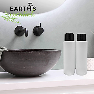 Earth's Essentials 2 Pack Refillable 16 Ounce HDPE Squeeze Bottles With Stand On The Cap Dispenser Tops-Great For Lotions, Shampoos, Conditioners and Massage Oils From (BLACK CAP)