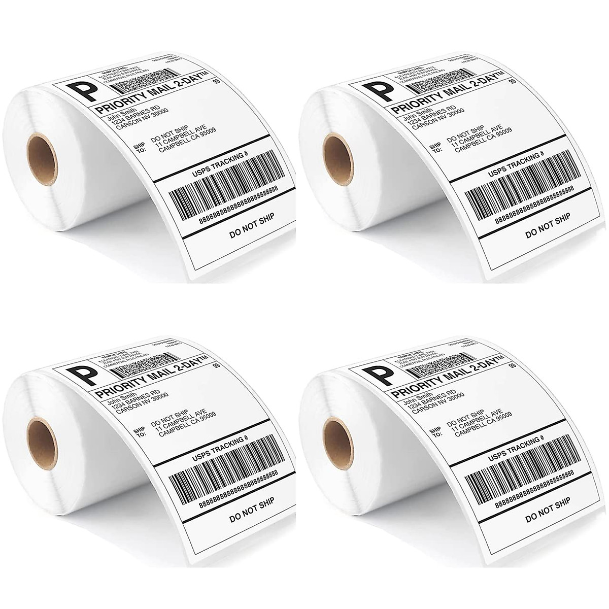 CEPRICO - 4”x 6” Direct Thermal Shipping Labels - 4 Rolls (Per Roll 220 Labels) - Waterproof Perforated Self Adhesive Printable Stickers for UPS DHL FedEx USPS - Compatible w/Zebra & Thermal Printers