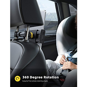 Lamicall Car Headrest Mount, Tablet Headrest Holder - Stand Cradle Compatible with iPad Pro Air Mini, Galaxy Tabs, Other 4.7-10.5" Cellphones and Tablets - Black