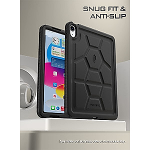 Poetic TurtleSkin Designed for New iPad 10.9 inch 10th Generation (2022) Case, Heavy Duty Shockproof Kids Friendly Silicone Case Cover, Only Compatible with New iPad 10.9 10th Generation, Black