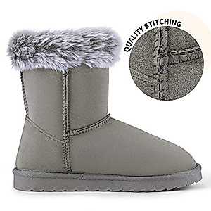 K KomForme Girls Kids Snow Boots Warm Fur Lined Slip On Outdoor Winter Shoes Lightweight Comfy（Little/Big Kids）