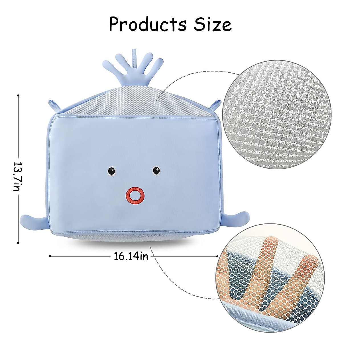 sundee Mesh Bath Toy Organizer + 36 Foam Bath Letters and Numbers,Baby and Toddlers Bathtub Mesh Quick Dry Net Bathtub Toy Holder, Perfect Toy Storage Net, Hanging Bathroom Storage Bags - Blue