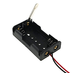 E-outstanding 4-Pack Plastic Battery Case 2x1.5V AA Battery Holder with Wire Leads Spring Clip and Closing Switch, Black