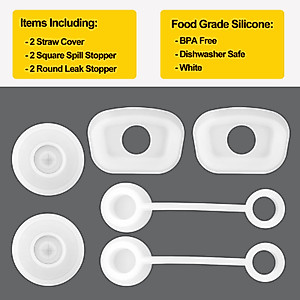 HOMDSG Silicone Spill Stopper Set, Compatible with Stanley Cup 1.0 40oz & 30oz, Accessories Including Straw Cover Cap, Square Leak Stopper and Round Lid Stopper Plug, White
