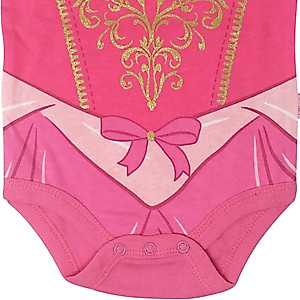 Disney Princess Snow White Belle Aurora Newborn Baby Girls 5 Pack Bodysuits Aurora, Snow White, Ariel, Cinderella, Belle 0-3 Months