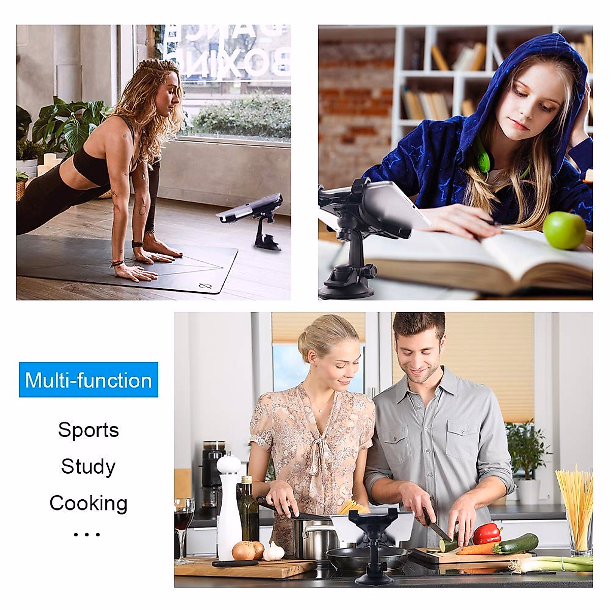 Car Tablet iPad Holder Mount, Suction Cup Tablet Holder Stand for Car Windshield Dash Desk Kitchen Wall Compatible with iPad Mini Air Samsung Galaxy Tab A S Series All 7-10 inches Tablet