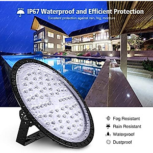 TYCOLIT 300W UFO LED High Bay Light, 30000LM Commercial Bay Lighting Daylight 6500K, IP65 Waterproof LED Commercial Bay Light, LED Warehouse Light Shop Light Factory Light Garage Light