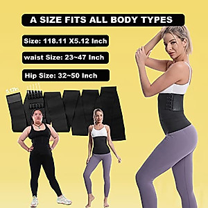 Wrap Waist Trainer for Women - Stomach Wrap for Weight Loss with Loop and 3 Row of Hooks Design, Workout with Snatch Me Up Bandage Wrap Cooperate Diet can Lower Belly Fat, Postpartum Repair CNASOEL