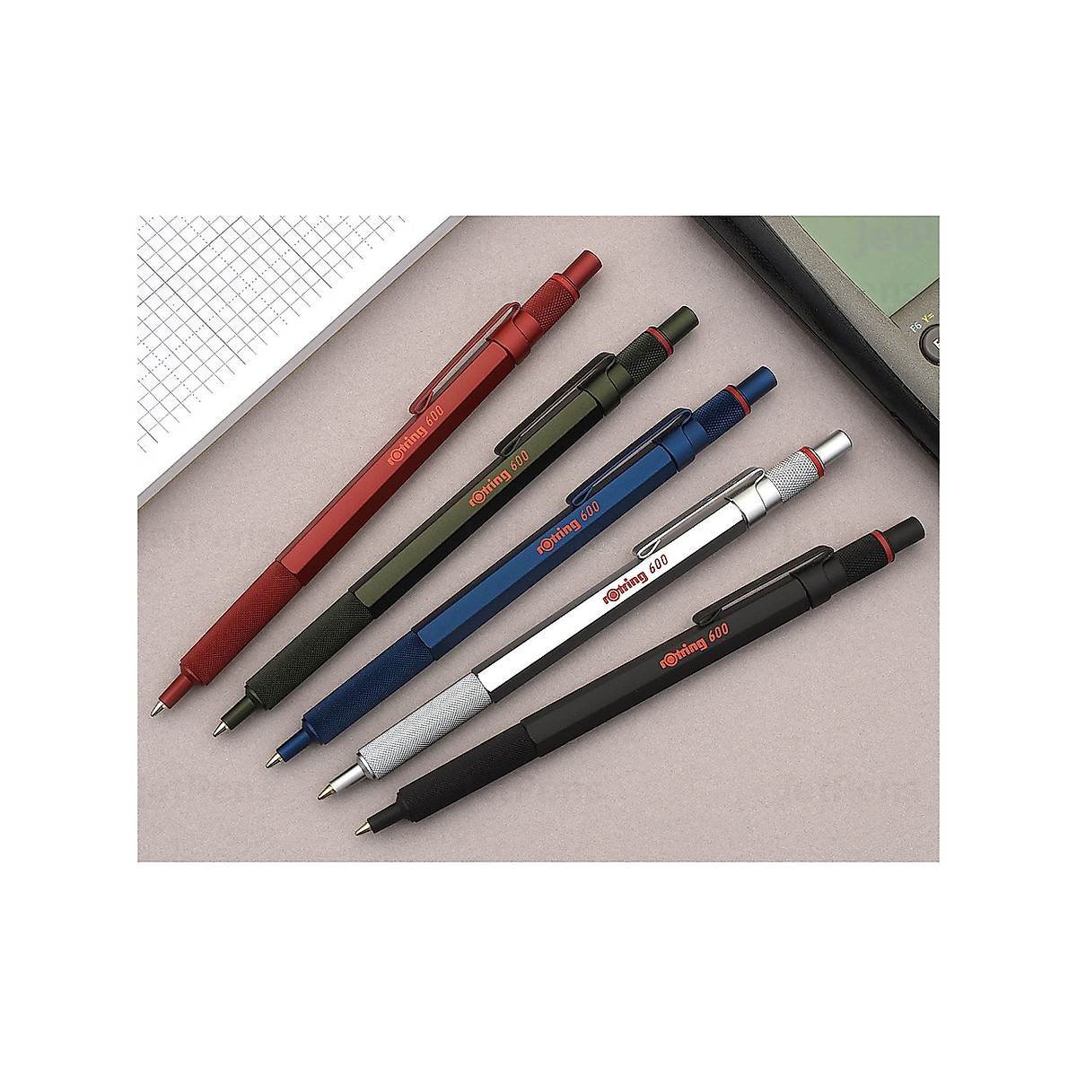 rOtring 600 Ballpoint Pen, Medium Point, Black Ink, Black Barrel, Refillable