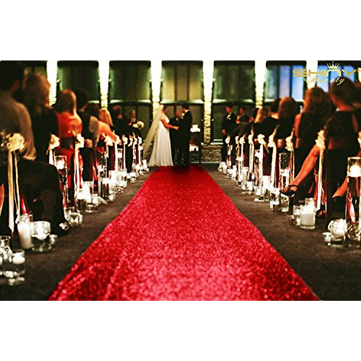 ShinyBeauty Sequin Aisle Runner 2Ft x 15Ft Red Carpet Runner Ourdoor Aisle Runner for Wedding Ceremony Red Aisle Runner Glitter Runner for Wedding Hallway Runner Rug 15 FT Aisle Runner Rug