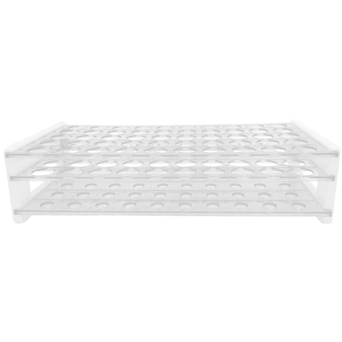Plastic Test Tube Rack Set, 2 Sizes to fit Both 12/13mm and 15/18mm Test Tubes, 50 Hole, Clear, Karter Scientific 208U5 (Pack of 2)