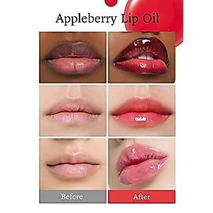Nooni Korean Lip Oil - Appleberry | Gift, Moisturizing, Revitalizing, and Tinting for Dry Lips with Raspberry Fruit Extract, 0.12 Fl Oz