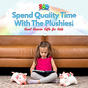 JUST AMAZING DEALS Unicorn Stuffed Animals Set of Two (2) Plushies, 12 inch, Big Cuddly Soft Cute Pink White Rainbow Lovable Alicorn Birthday Gifts Pillows Toys for Girls