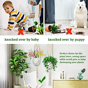 IGaiety Macrame Plant Hanger,7 Pack Plant Hanger Indoor Hanging Macrame Planters with 7Pcs Ceiling and S Hooks-Handmade Macromay Plant Hanger Outdoor Macrame Plant Holder for Boho Home Decor