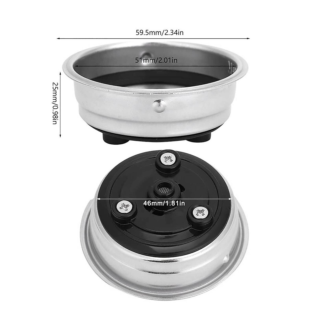 cdipkif 2Pack Pressurized Coffee Filter Basket 51mm Coffee Portafilter Basket Detachable Espresso Machine Portafilter Basket Replacement (single double serving suit)