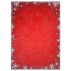 RUGSREAL 5x7 Christmas Area Rug Bedroom Living Room Area Rug Xmas Decorative Area Rug Non-Slip Indoor Throw Rug Washable Area Rug Floor Carpet for Kitchen Nursery, Red 5' x 7'