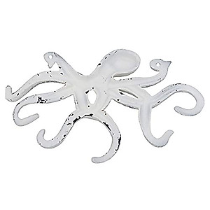 Swimming Octopus Key Hook Antique Look/Distress Green/Vintage Hook/Sea Theme Hook/Coastal Hook and Swimming Octopus Key Hook Antique Look/Distress White/Vintage Hook/Sea Theme Hook/Coastal Hook