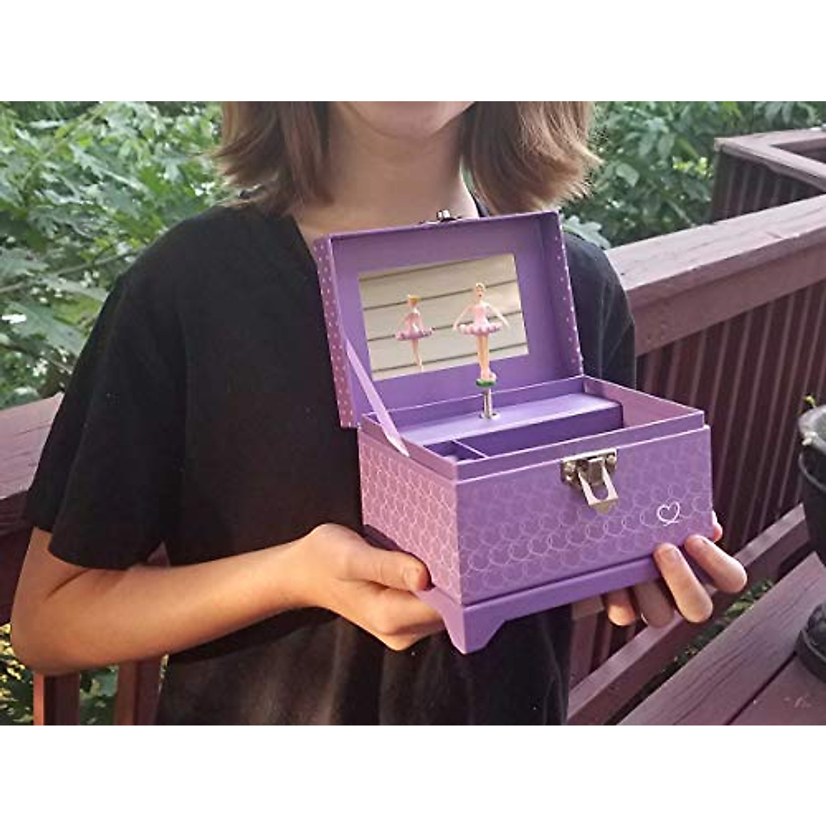 My Tiny Treasures Box Company Ballerina Music Box (Heart Ballerina Music Box - Purple)