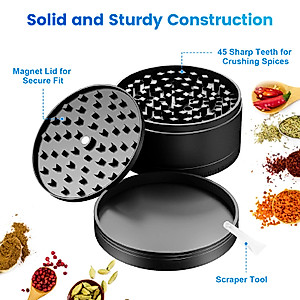 Matoolser 3 Inch Spice Grinder Large 3 Pieces (Black)